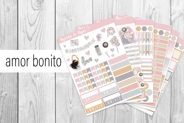 Kit semanal Amor Bonito / Stickers para agenda – Agenda de Papel